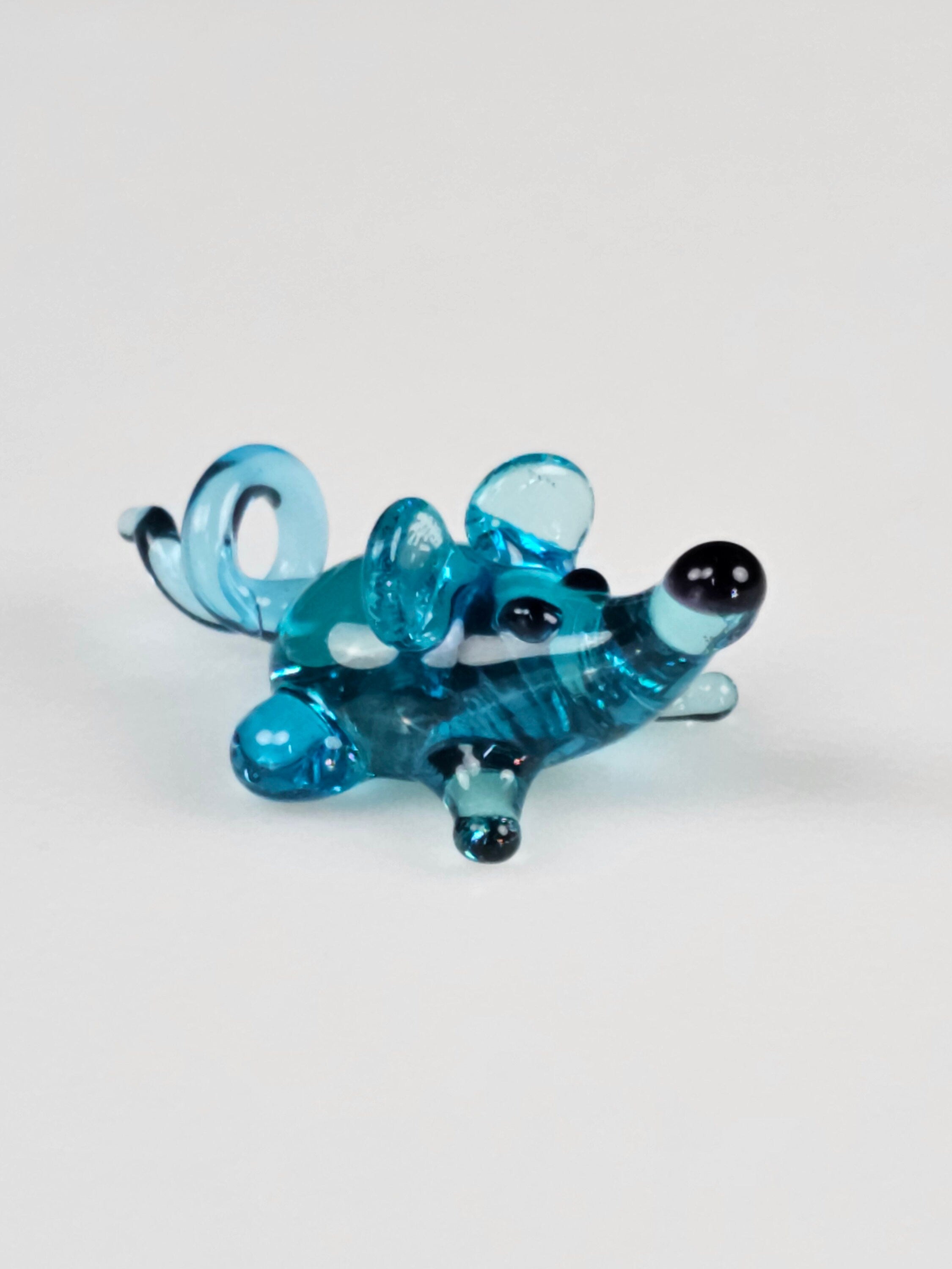 Light Blue Glass Mouse Figurine, Handmade Murano Quality - Small ...